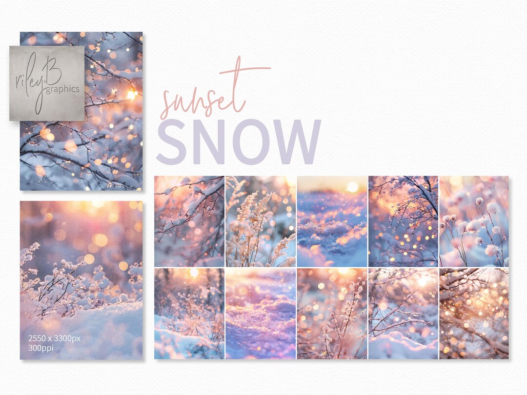 Sunset Snow - Soft Snow Textures - Pastel Painted Snow - Sunset Snow ...
