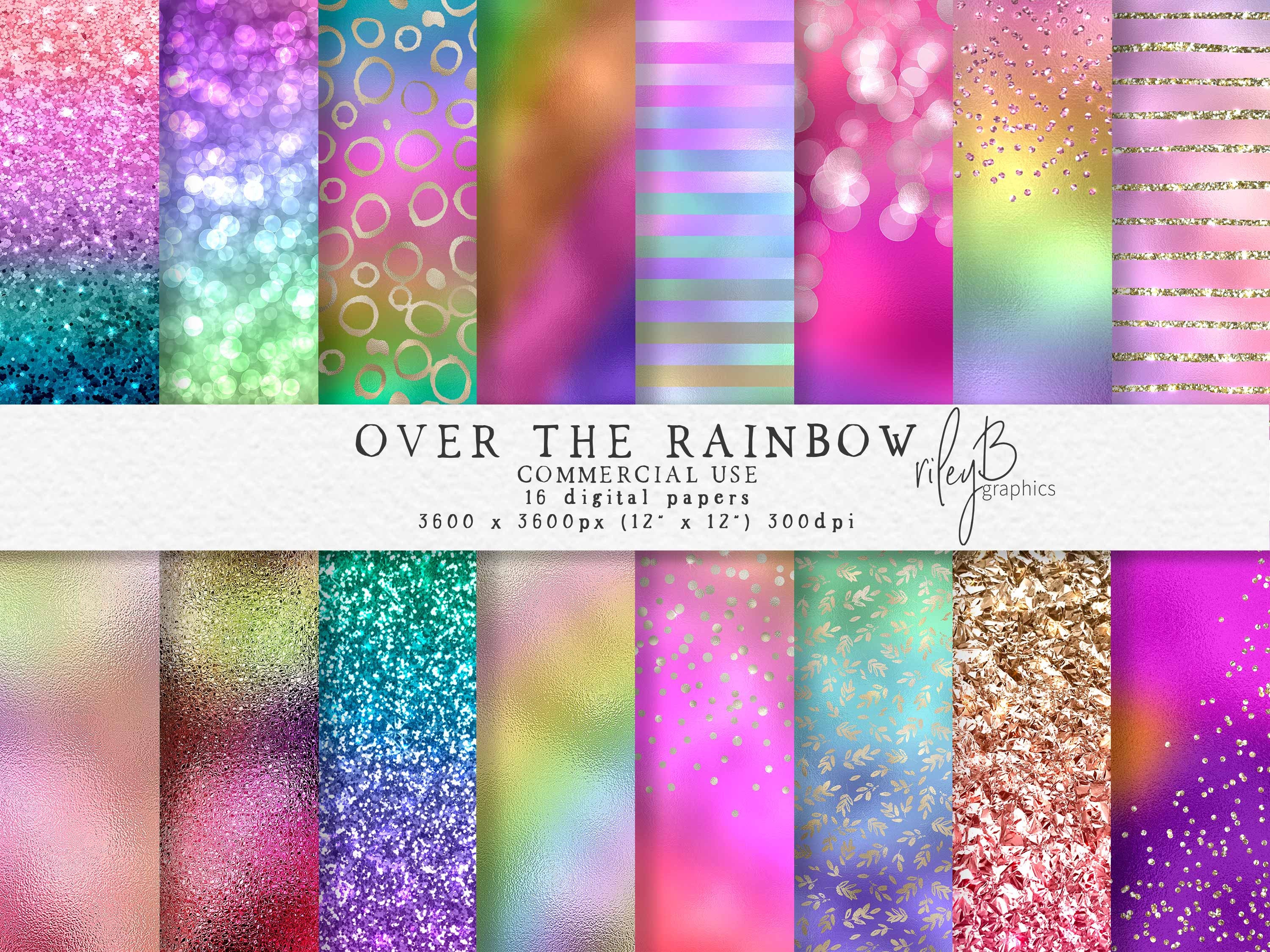 Over the Rainbow Textures Rainbow Glitter Rainbow Textures - Etsy