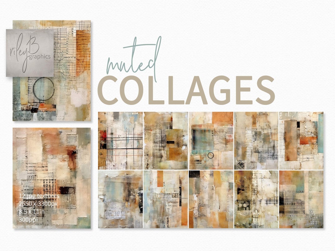 Muted Collages – Soft Neutral Abstract Collage Art – Vintage Paper ...