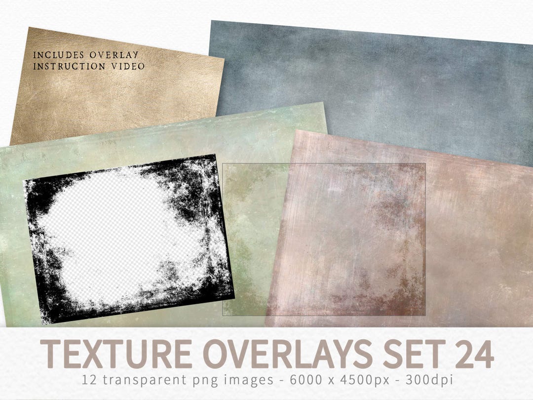 Texture Overlays Set 24 - Transparent Grunge Overlays - Texture Clipping Masks - Photo Editing ...