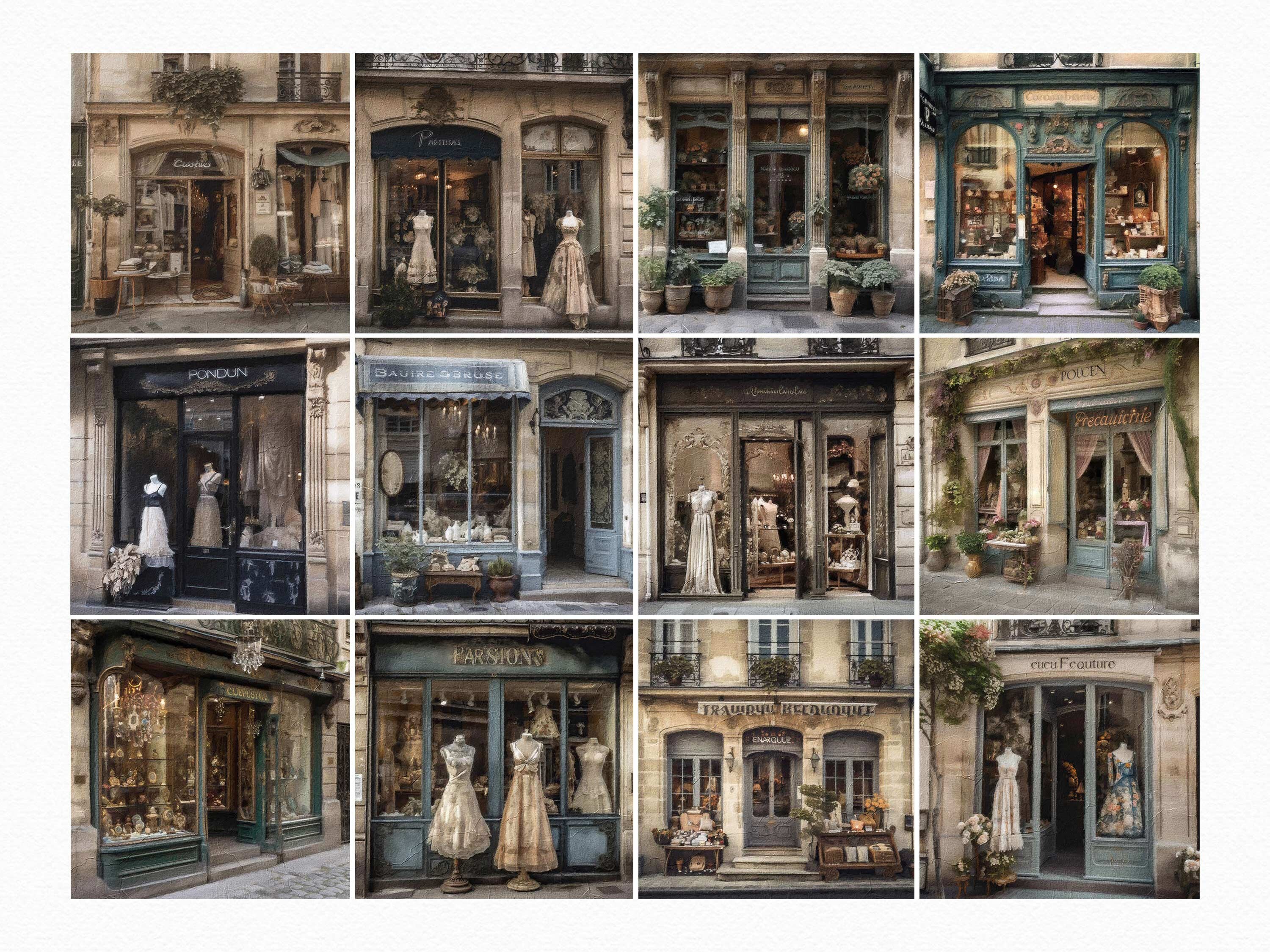 Parisian Boutiques - Vintage Shopfront Photography - Rustic European ...