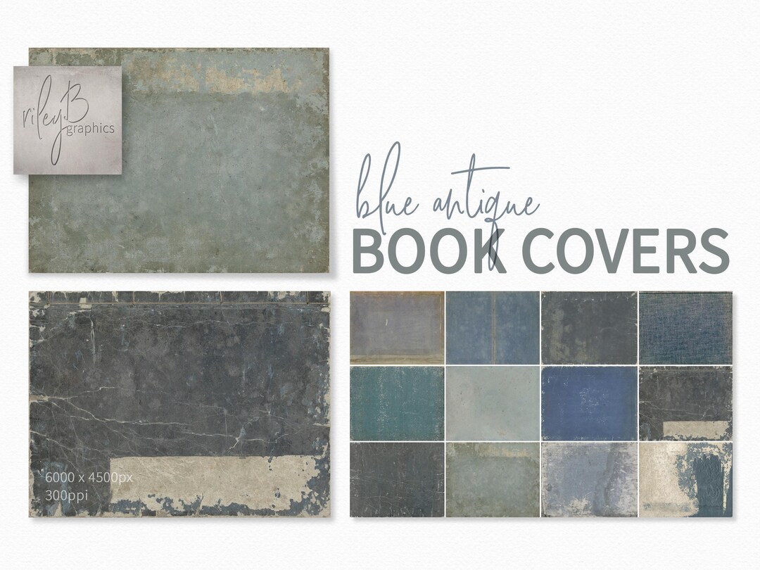 Blue Antique Book Cover Textures – Distressed Cloth Surfaces – Faded ...