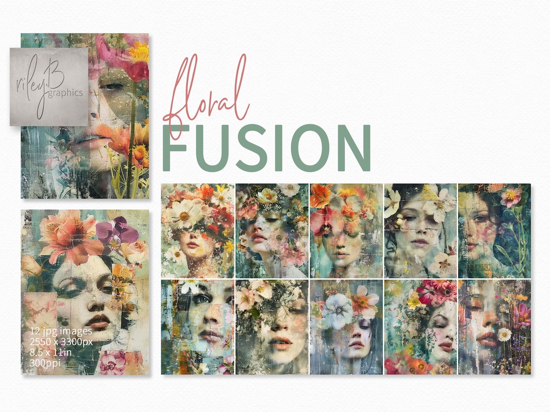 Floral Fusion Paintings - Woman's Face With Flowers - Floral Face ...