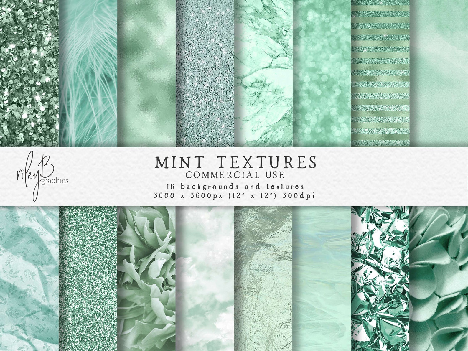 Mint Textures Mint Digital Papers Mint Green Scrapbooking - Etsy