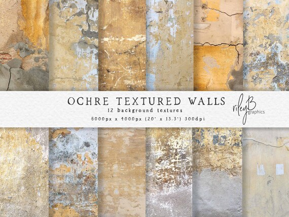 Ochre Textured Walls Vintage Plaster Wall Textures Yellow - Etsy