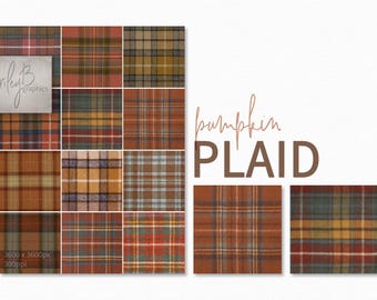 Pumpkin Plaid Texture Pngs - Fall Plaid Backgrounds - Orange and Brown ...
