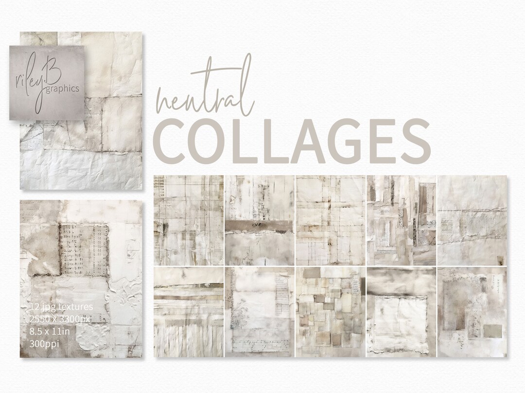 Neutral Collages – Textured Layered Paper Backgrounds With Soft Grids ...