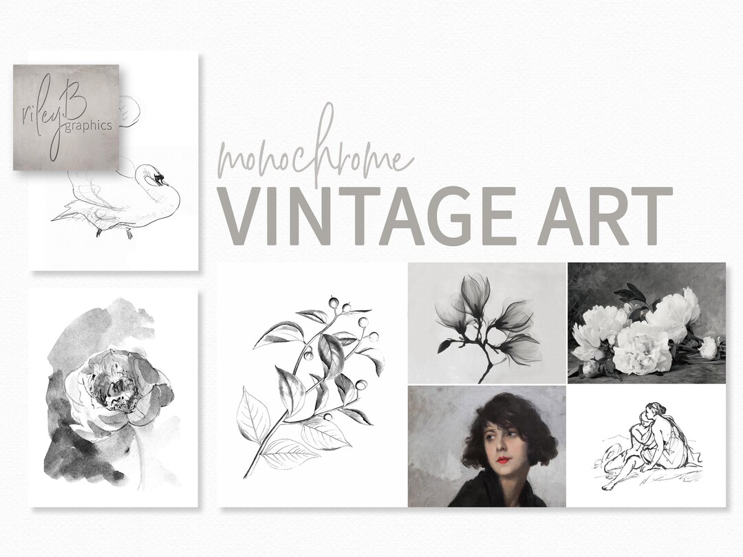 Monochrome Vintage Art - Black and White Wall Gallery With a Splash of ...