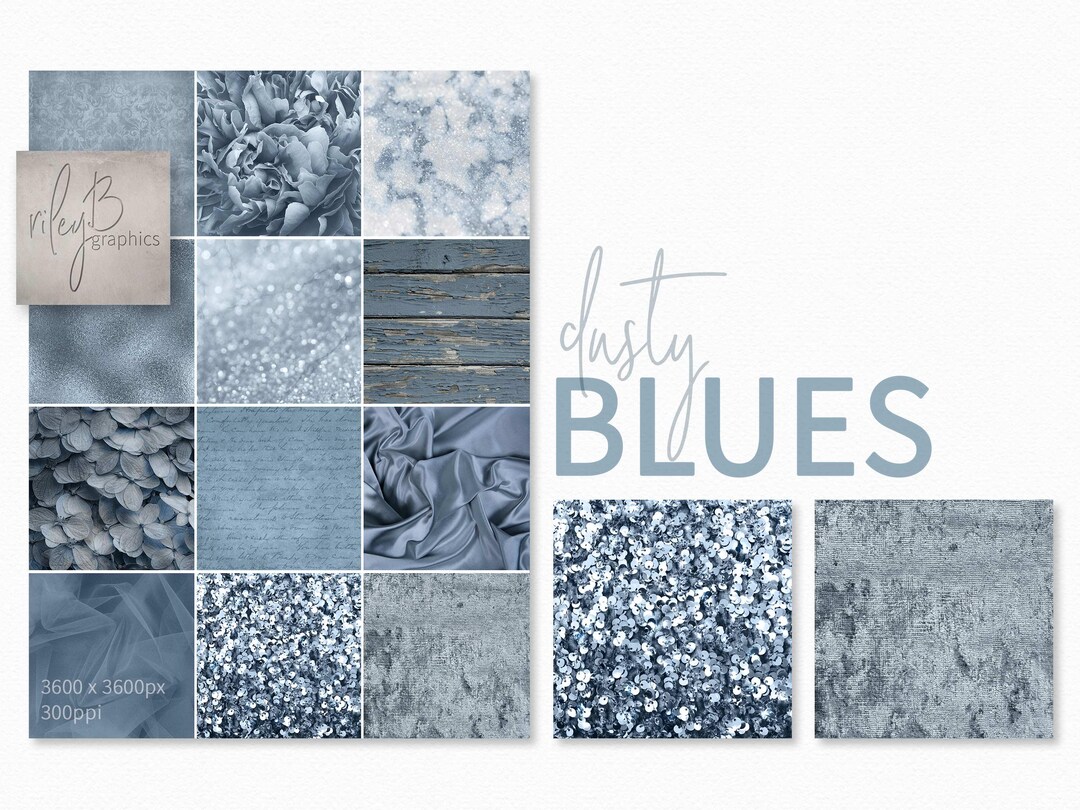 Dusty Blues – Blue Satin Fabric and Glitter Textures – Dirty Blue ...