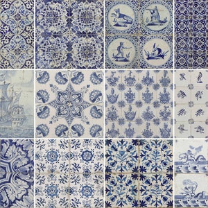 Blue Vintage Tiles - Blue and White Vintage Dutch Tiles - Old Tiles ...