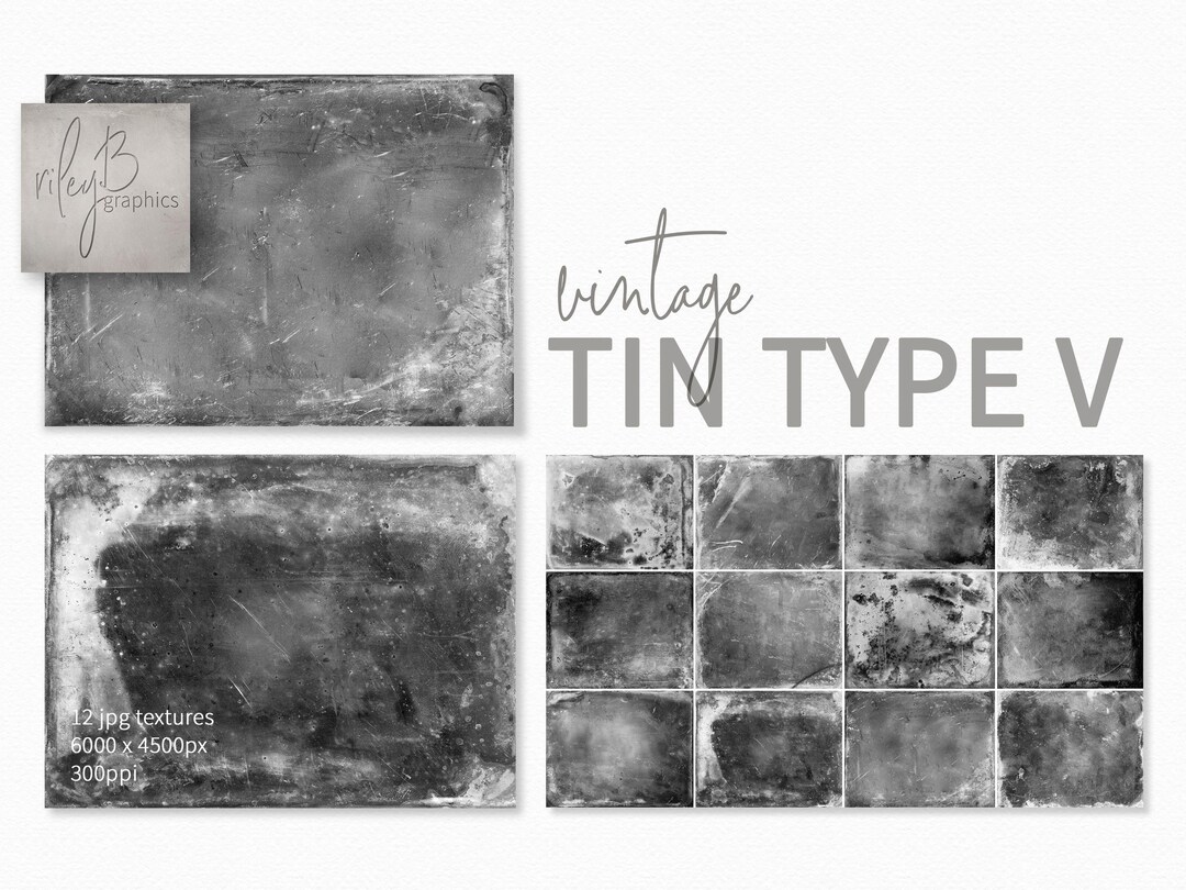 Vintage Tin Type V Overlays – Daguerreotype Photo Textures – Monochrome ...