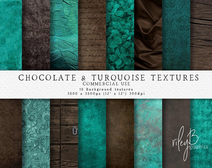 Chocolate and Turquoise Textures Brown Digital Paper - Etsy