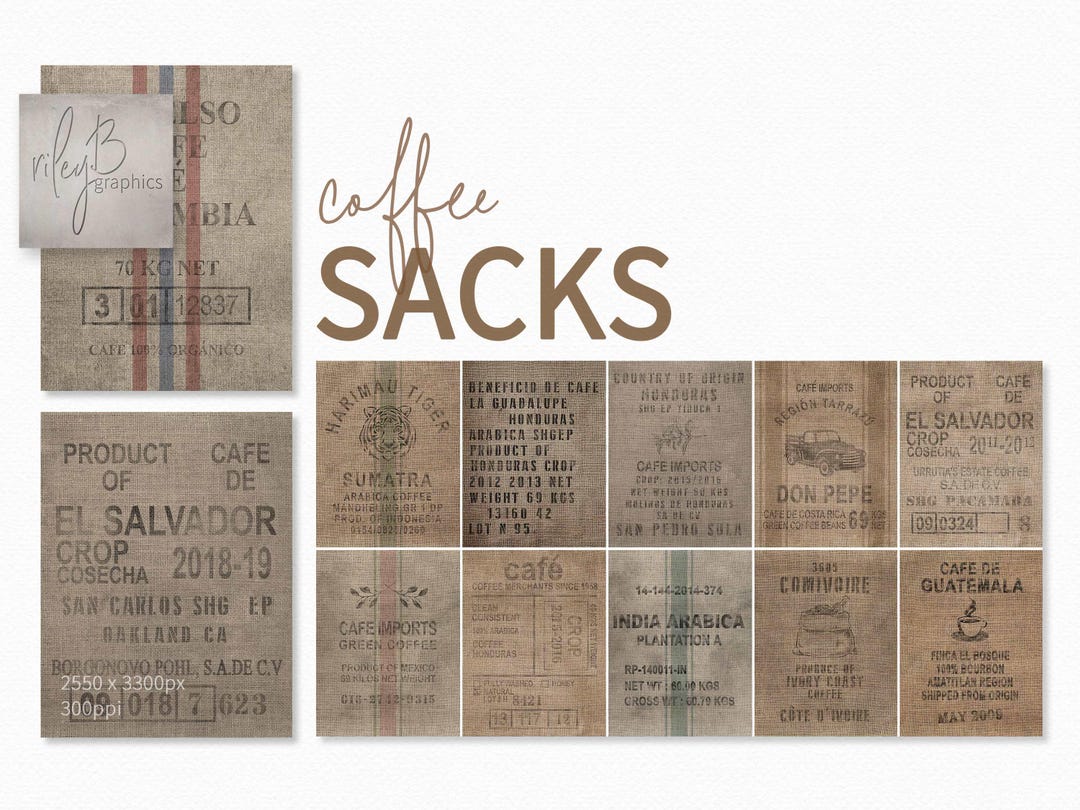 Coffee Sacks - Rustic Coffee Sack Textures - Vintage Coffee Bag Prints ...