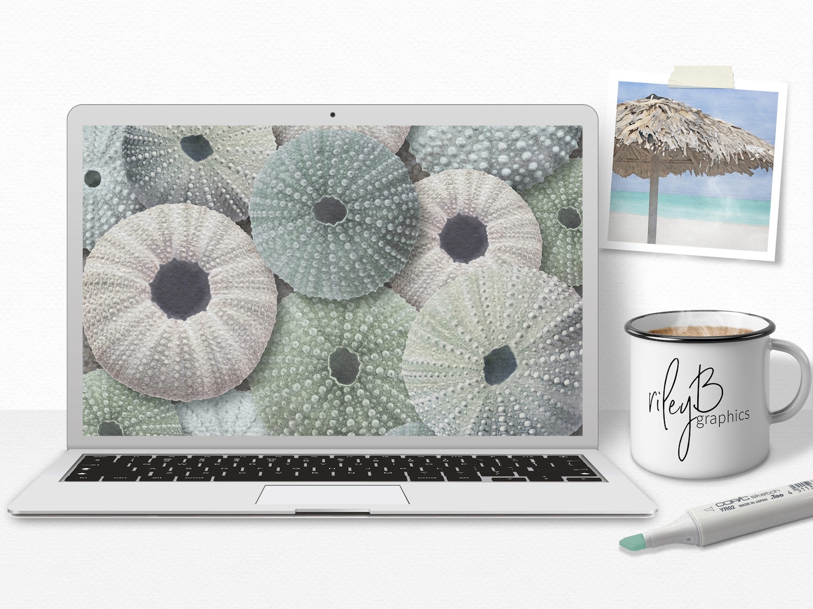 Seaside Watercolors Digital Beach Scenes Beach Background - Etsy