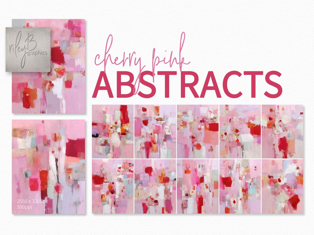 Cherry Pink Abstracts – Bold Pink and Red Abstract Paintings – Modern ...