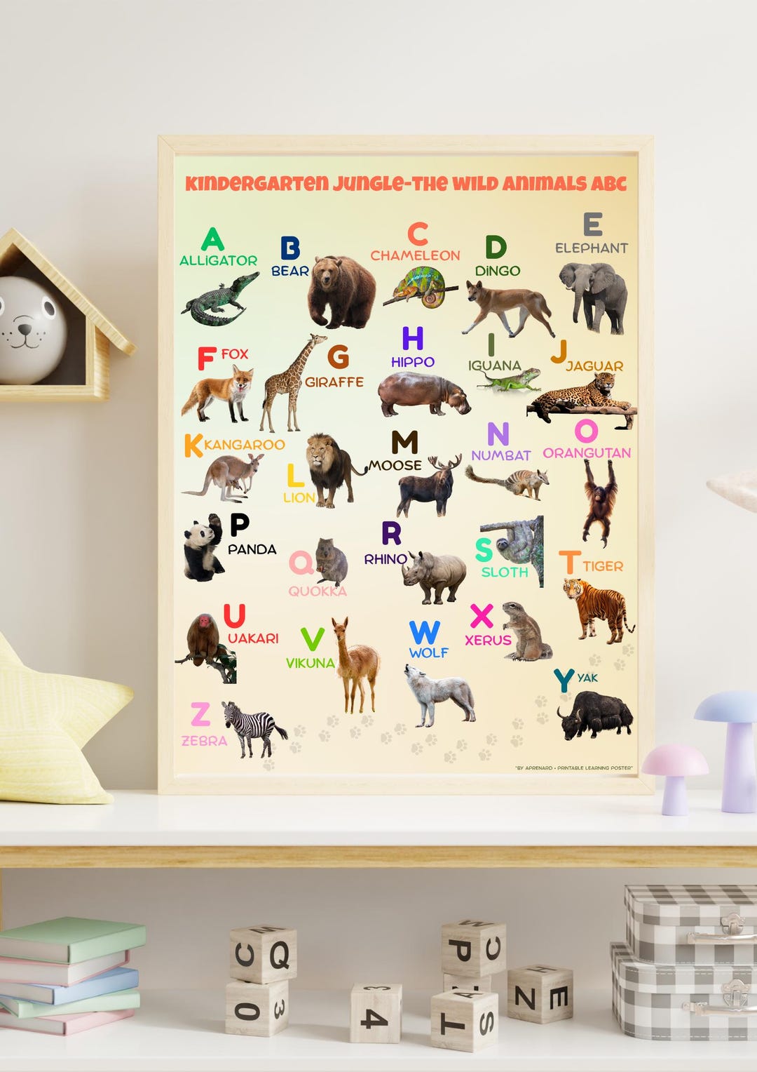 Printable Alphabet Poster - Animal Abc for Kids (poster Bundle ...