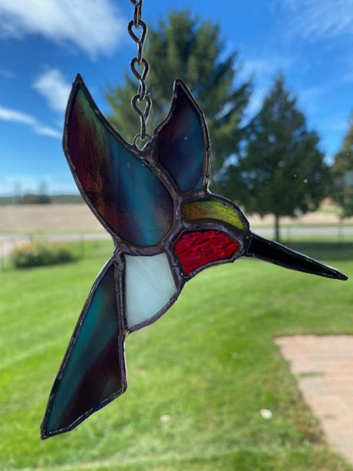 Colorful Stained Glass Hummingbird Suncatcher Shimmering - Etsy