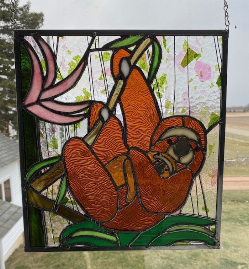 Stained Glass Sloth With Baby Suncatcher Sloth Lover's Will Melt at ...