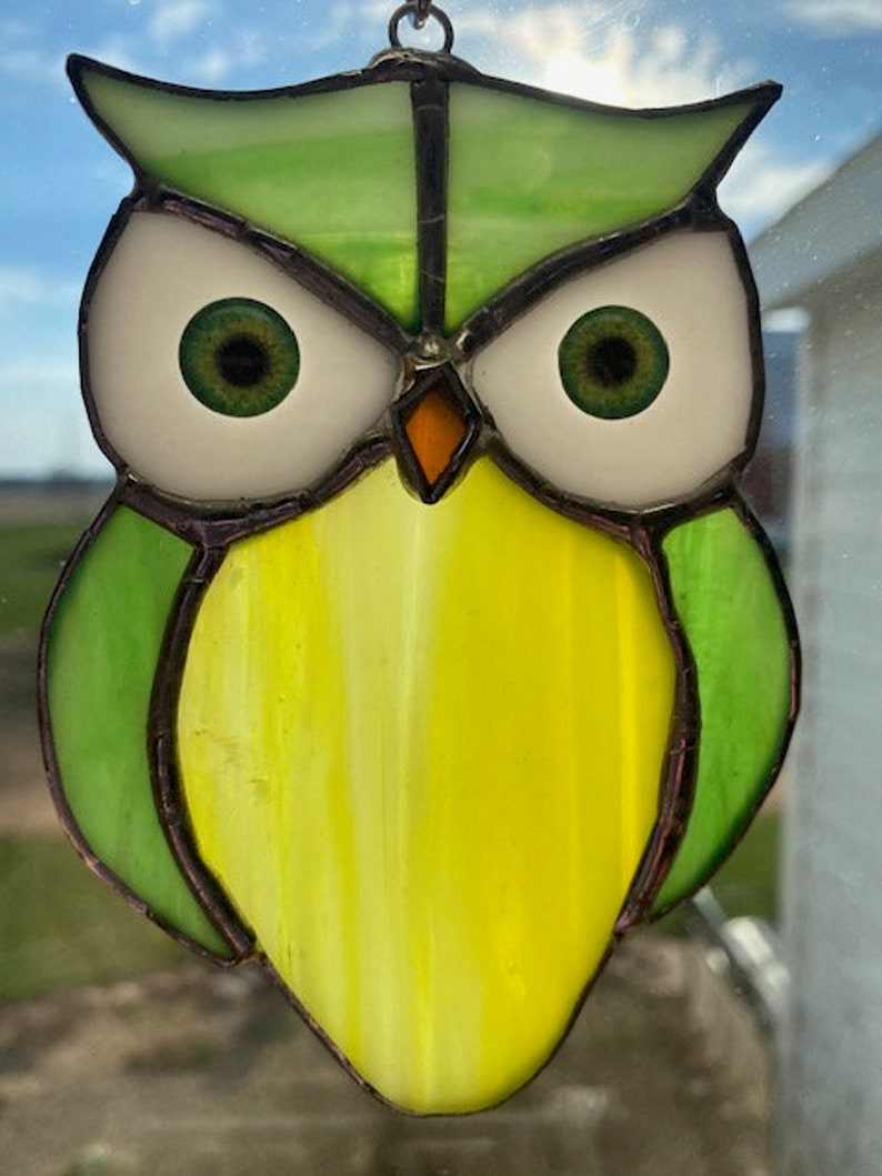 Whoo Loves Owls Stained Glass Owl Suncatcher With Mesmerizing Etsy