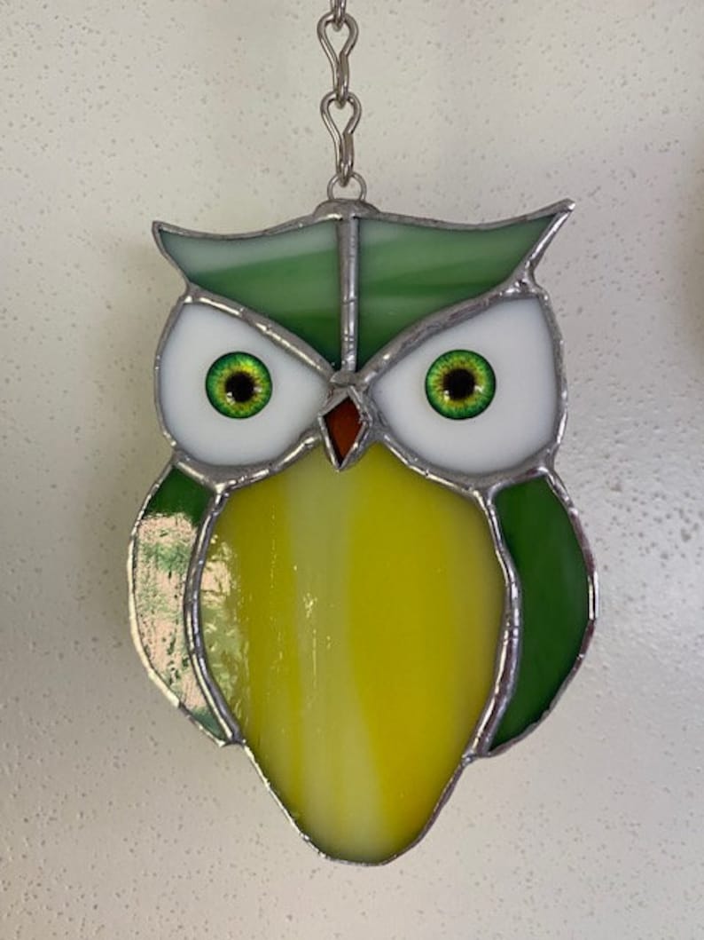 Whoo Loves Owls Stained Glass Owl Suncatcher With Mesmerizing - Etsy