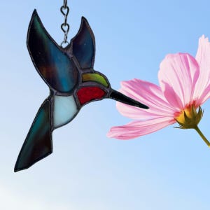 Colorful Stained Glass Hummingbird Suncatcher! Shimmering Hummingbird ...