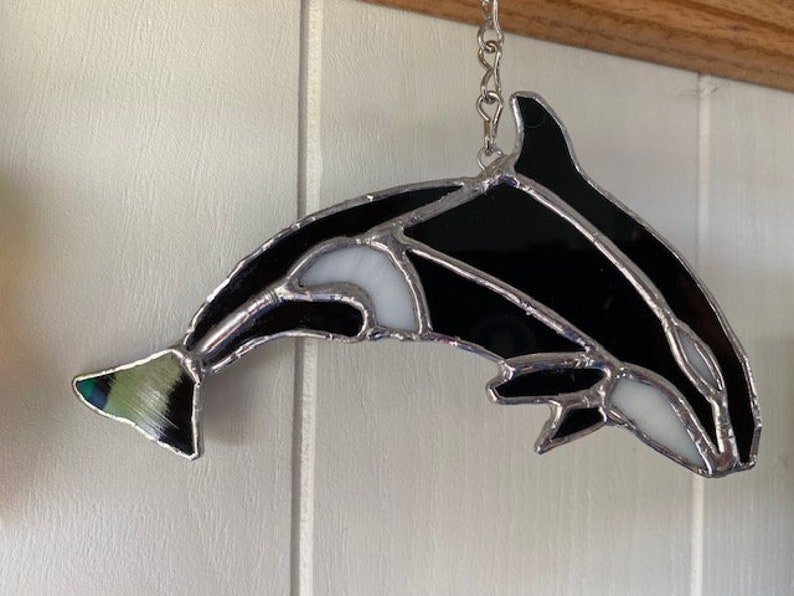 Stained Glass Orca Whale Suncatcher Orca Glass Art to Hang in You ...