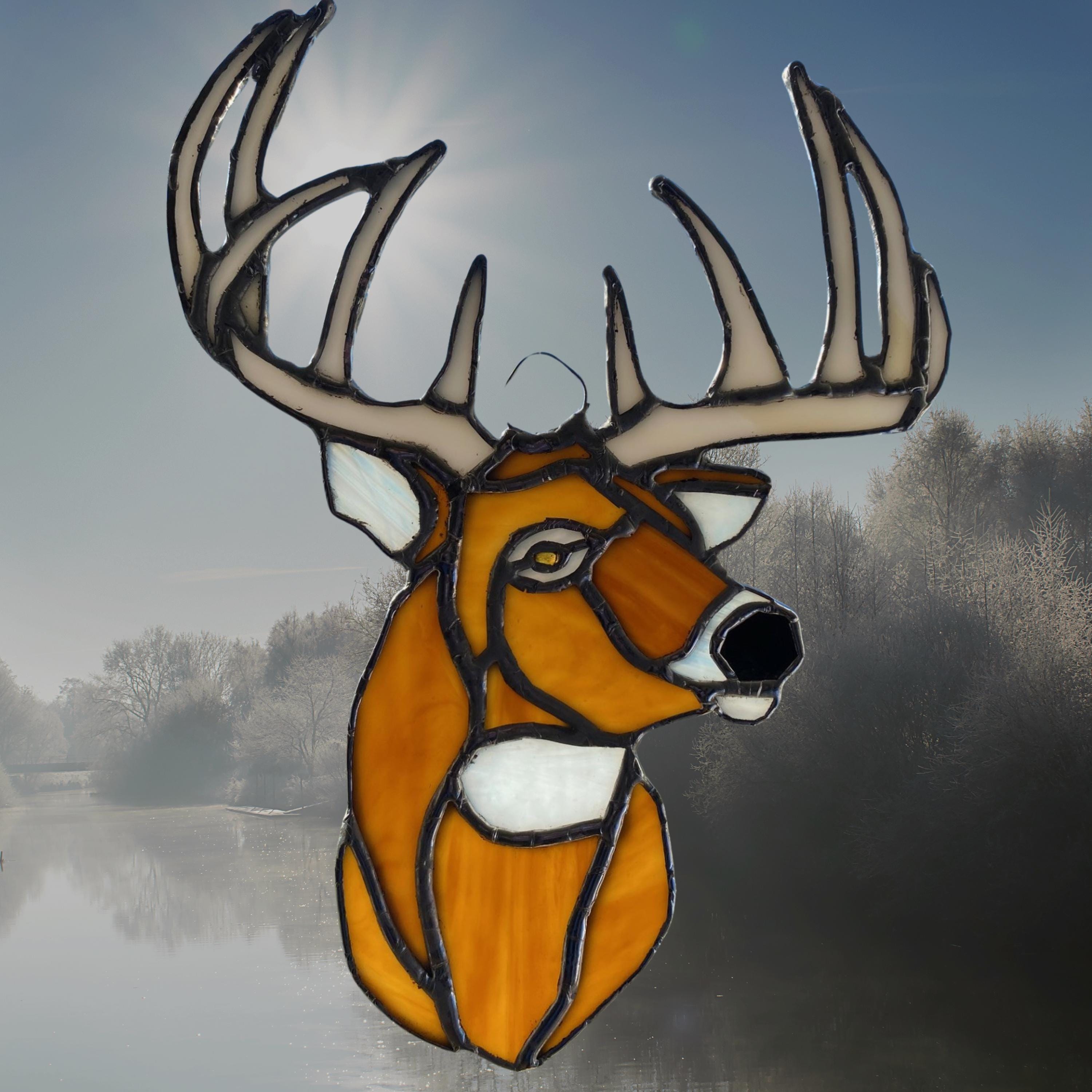 Trophy Stained Glass Buck Suncatcher Realistic Deer Art Glass White tailed Deer Gift for Wildlife Enthusiasts Deer Hunters or Man Cave Etsy