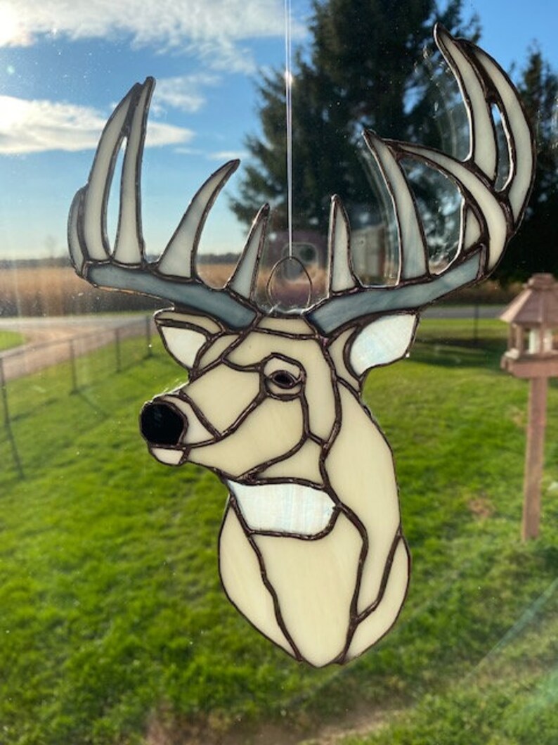 Rare White Buck Suncatcher Stained Glass Deer With Huge Rack - Etsy