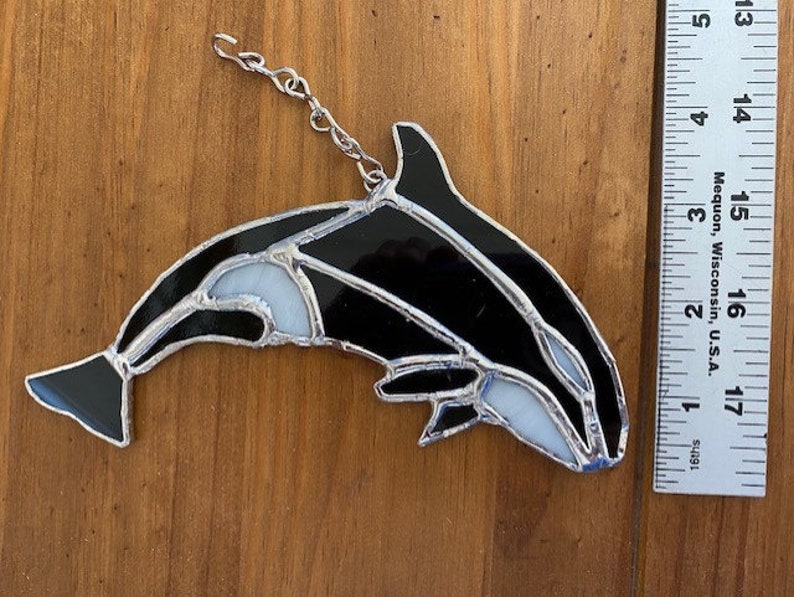 Stained Glass Orca Whale Suncatcher Orca Glass Art to Hang in You ...