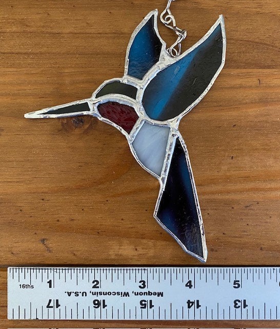 Colorful Stained Glass Hummingbird Suncatcher Shimmering - Etsy