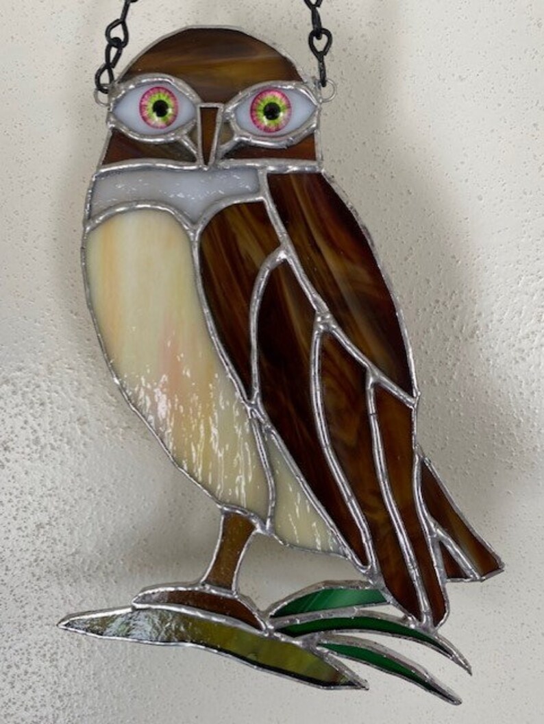 Lovely Stained Glass Burrowing Owl Suncatcher Ready to Steal - Etsy