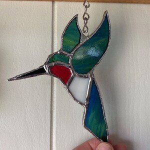Magical Blue Green Stained Glass Hummingbird Suncatcher Bird - Etsy