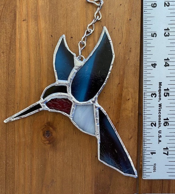Colorful Stained Glass Hummingbird Suncatcher Shimmering - Etsy