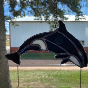 Stained Glass Orca Whale Suncatcher Orca Glass Art to Hang in You ...