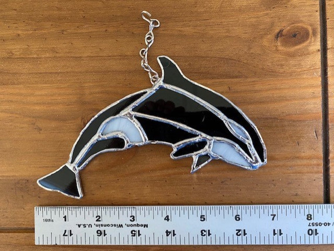 Stained Glass Orca Whale Suncatcher Orca Glass Art to Hang in You ...