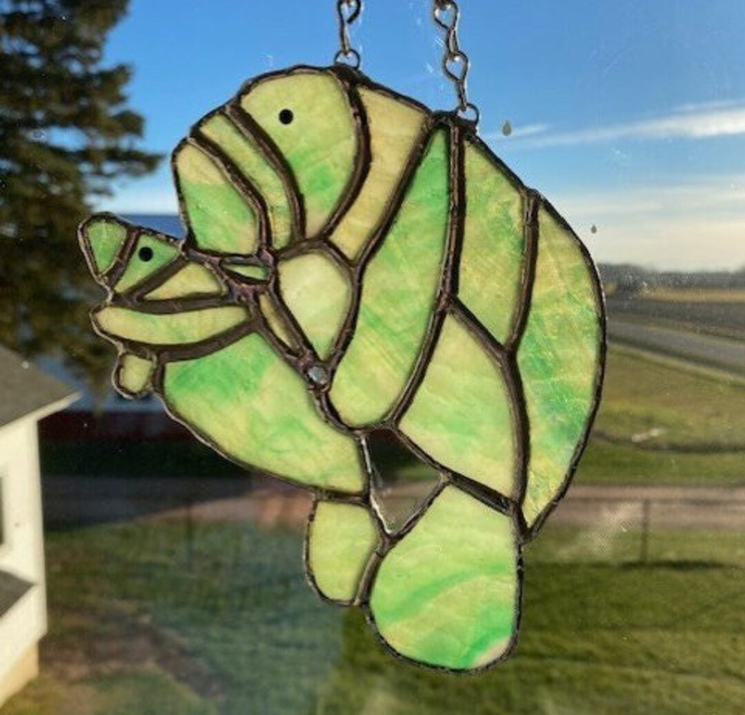 Stained Glass Manatee Cow and Calf Pair Adorable - Etsy