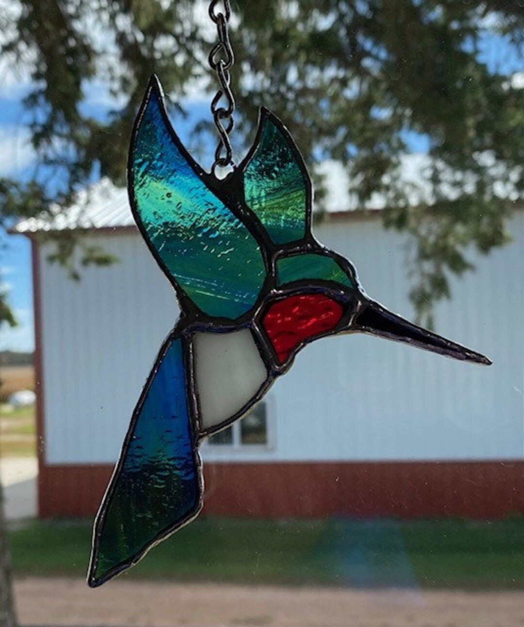 Magical Blue Green Stained Glass Hummingbird Suncatcher Bird - Etsy