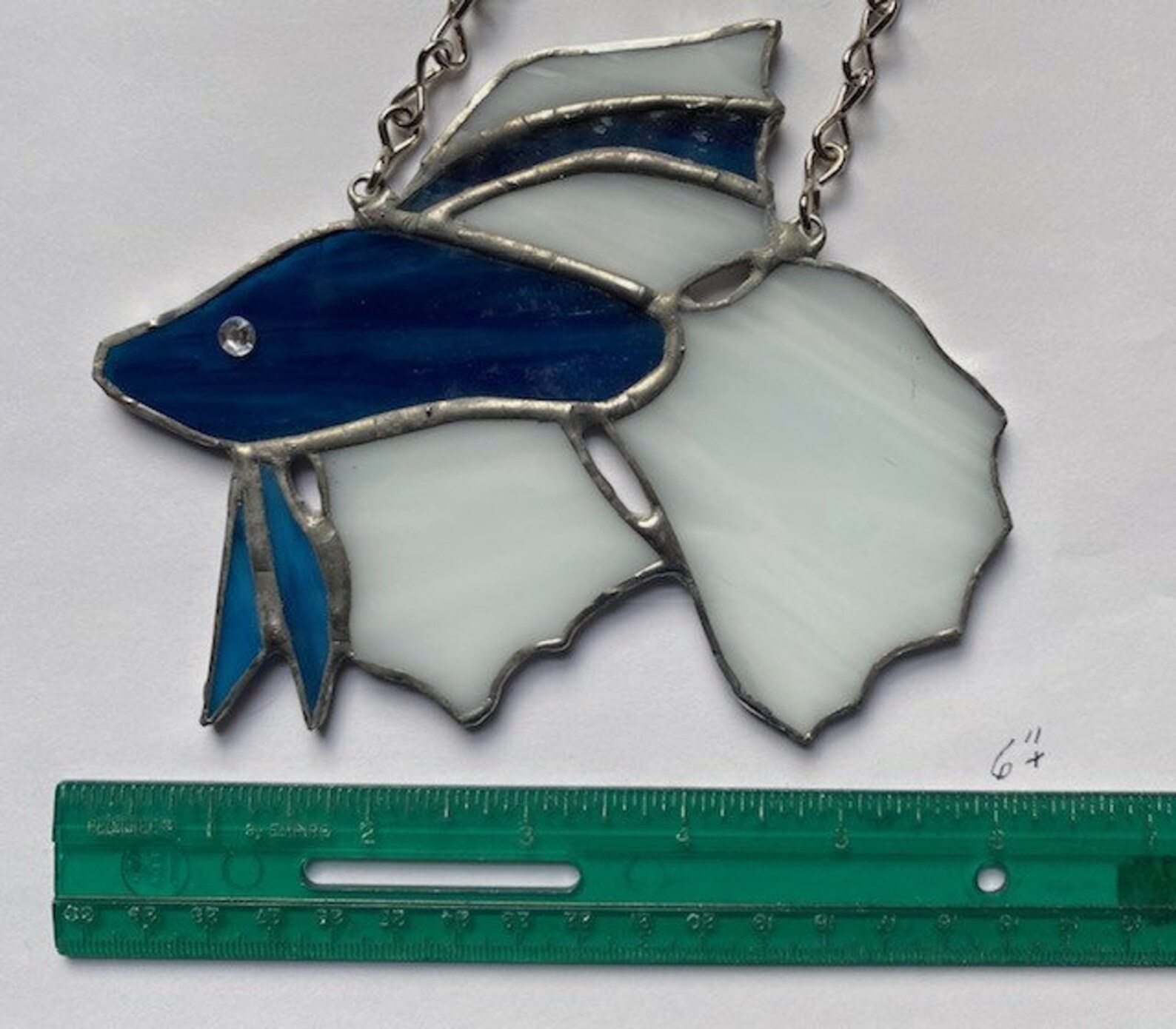 Beautiful Stained Glass Betta Suncatcher Blue Texture Waving Glass ...