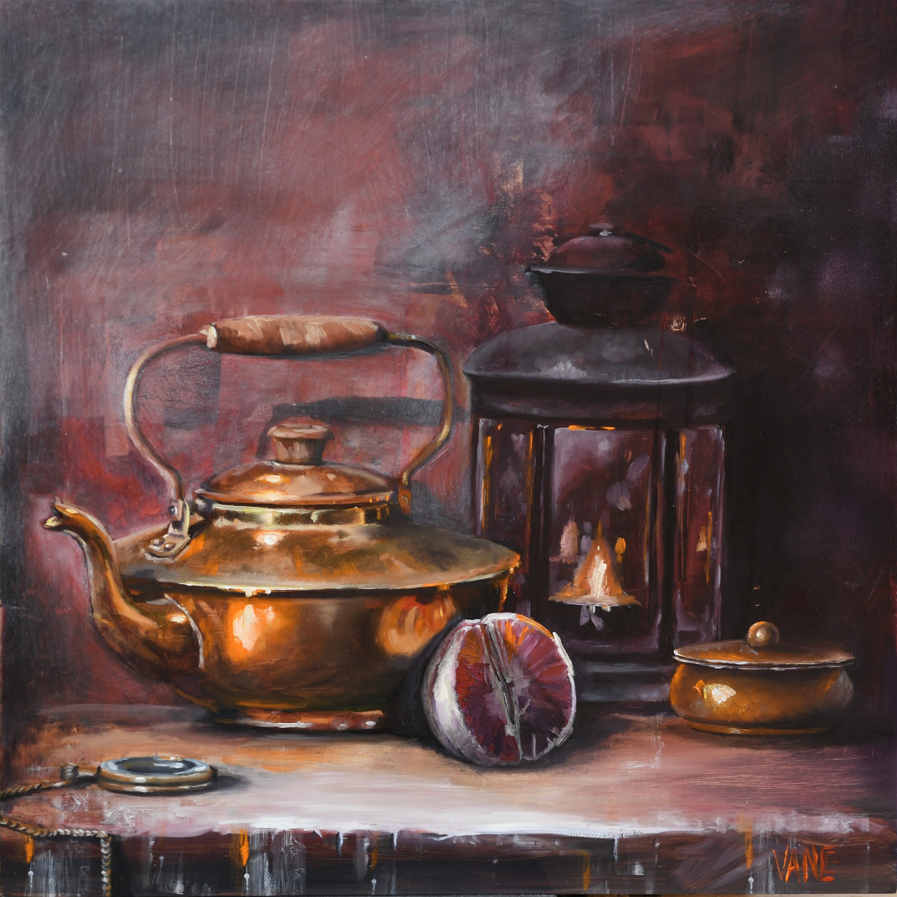 Time Contemporary Realism Still Life Oil Painting Featuring Teapot ...
