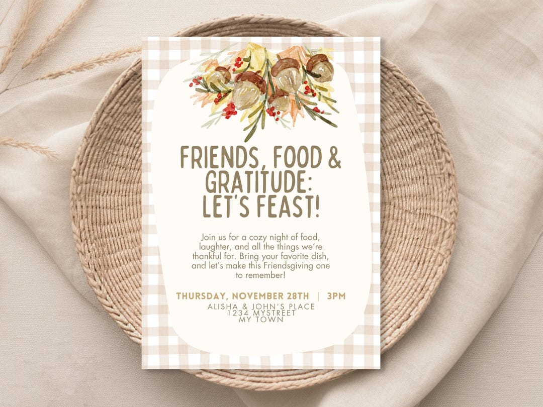 Editable Friendsgiving Invite | Thanksgiving Potluck Invitation | Canva ...