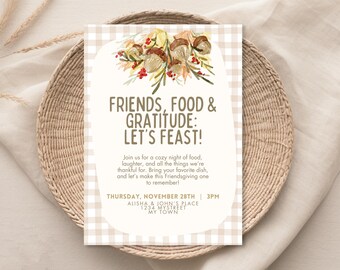 Editable Friendsgiving Invite | Thanksgiving Potluck Invitation | Canva ...