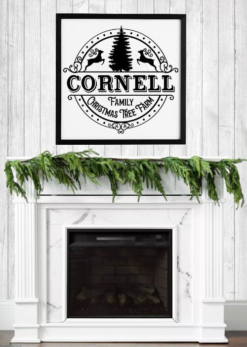 Reindeer Christmas Tree Farm Monogram SVG - Split Name Frame - Family ...