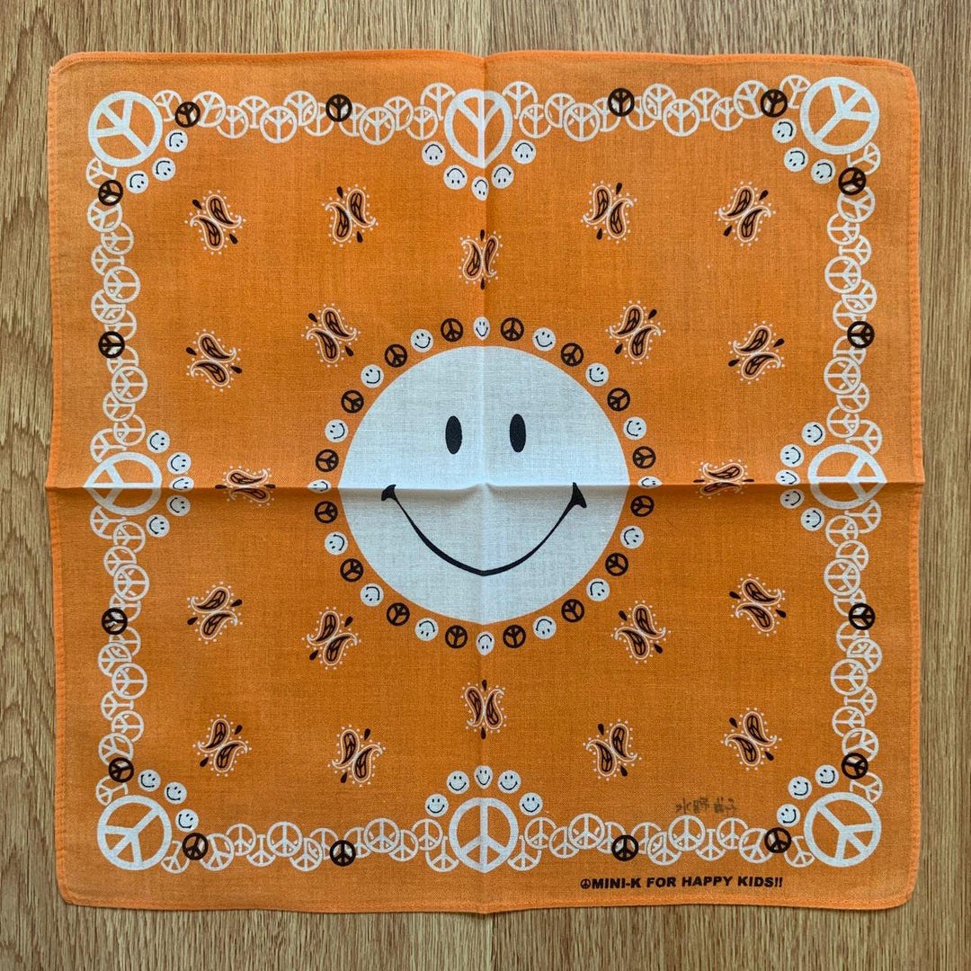 Smiley Face Handkerchief | Rare Character Cotton Scarf | Retro Bandana ...