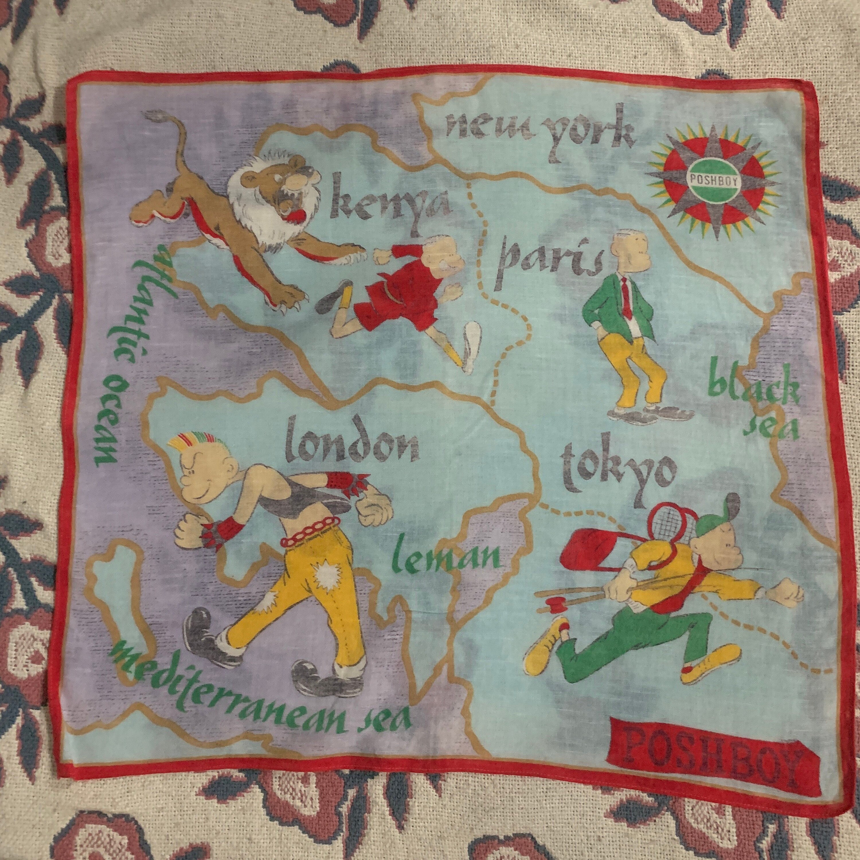 Vintage Posh boy map Handkerchief | Etsy