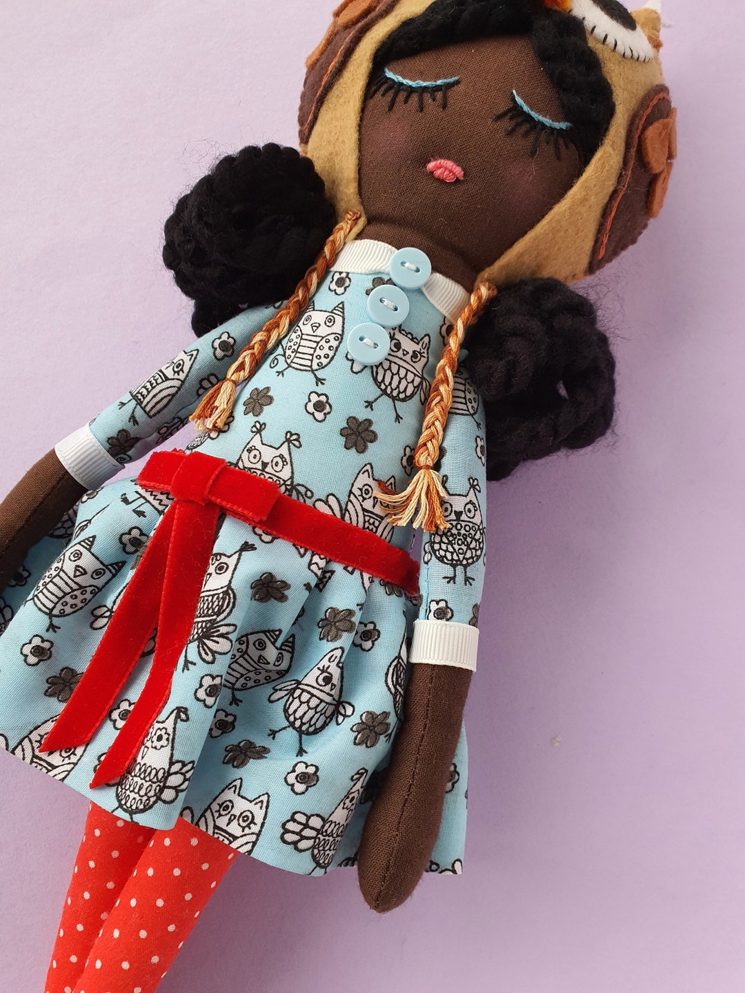 Handmade Rag Doll, Owl Hat Cloth Doll, Modern Heirloom Doll ...