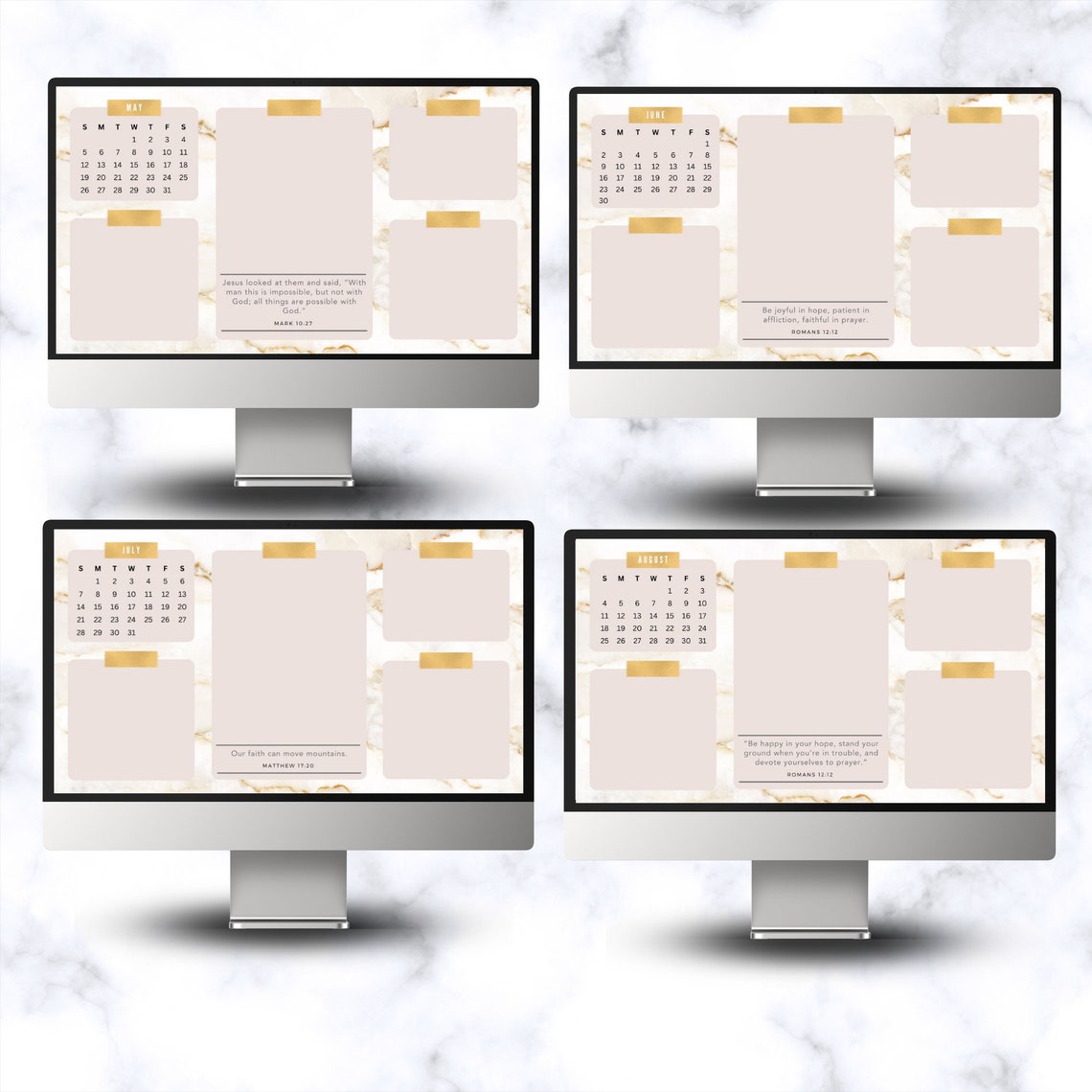 Desktop Wallpaper With Folder Icons and Monthly Calendar Minimalist ...