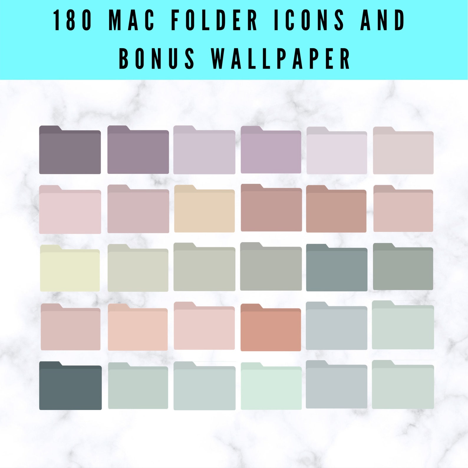 Minimalist Desktop Icons, Desktop Folder Icons for Mac, MacBook Folder ...