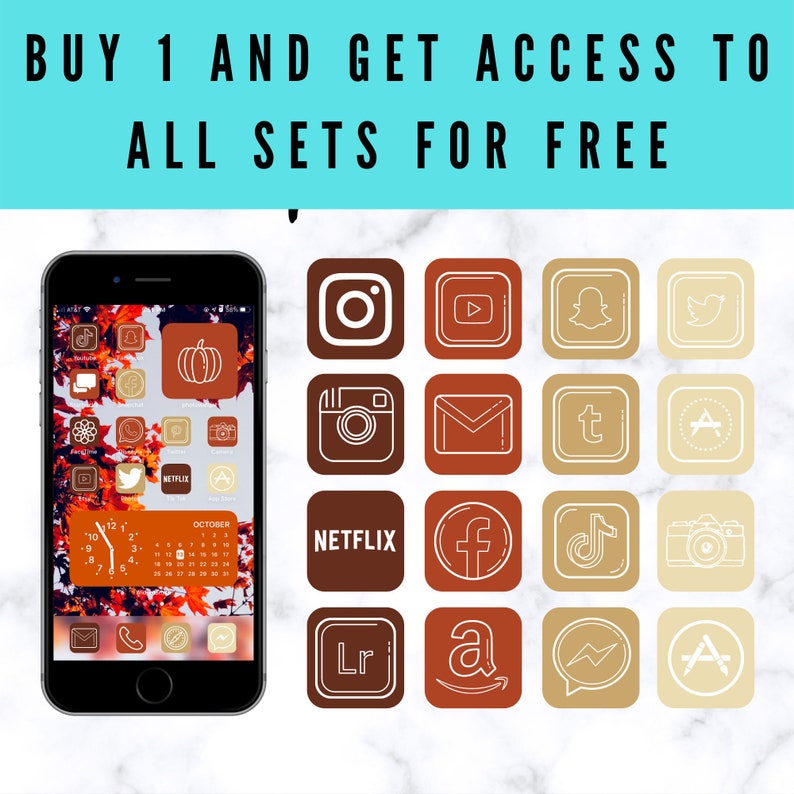 400 Fall App Icons for Ios 14. Pumpkin Latte Theme Ios14 App Icons. - Etsy