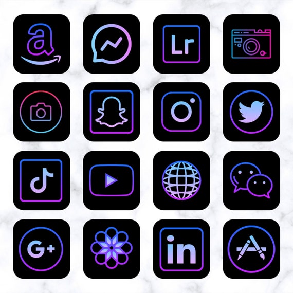 App Icons Black Widget Icons App Covers for Ios 14 Add a - Etsy