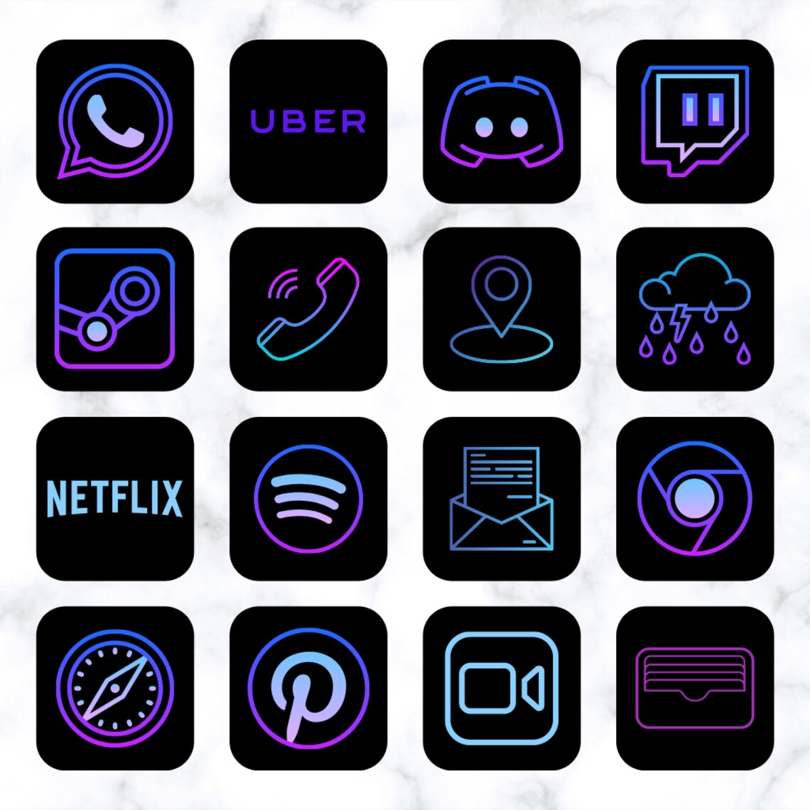 App Icons Black, Widget Icons App Covers for Ios 14 Add a Aesthetic ...